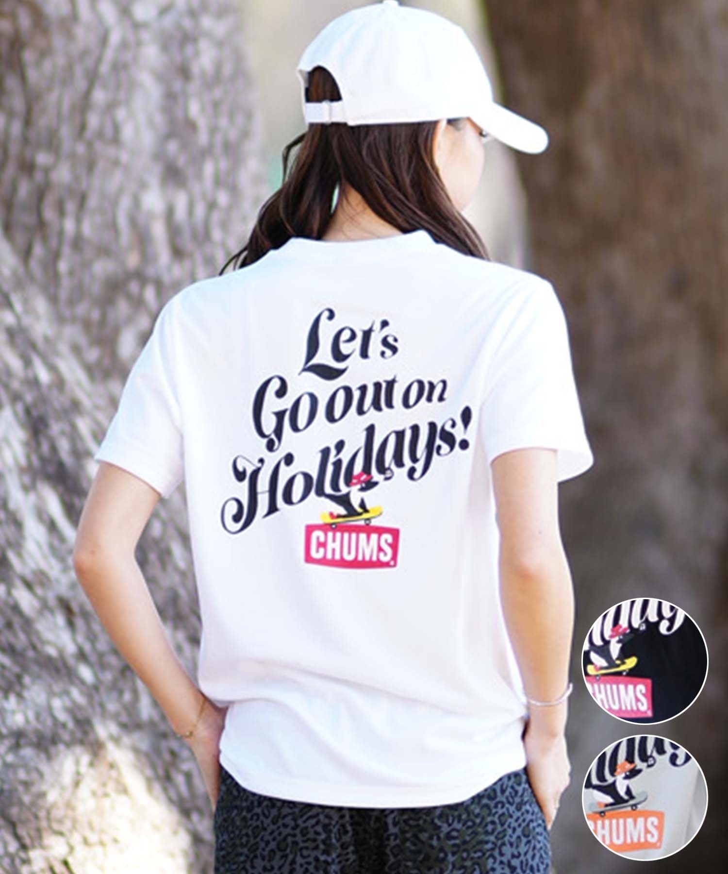 【マトメガイ対象】CHUMS チャムス Let's Go out on Holidays! Work Out Dry T レディース 半袖Tシャツ バックプリント CH11-2377 ショート ...