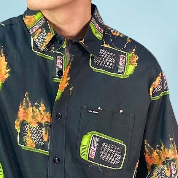 VOLCOM ボルコム FEATURED ARTIST JUSTIN HAGER WOVEN SHORT SLEEVE SHIRT ...