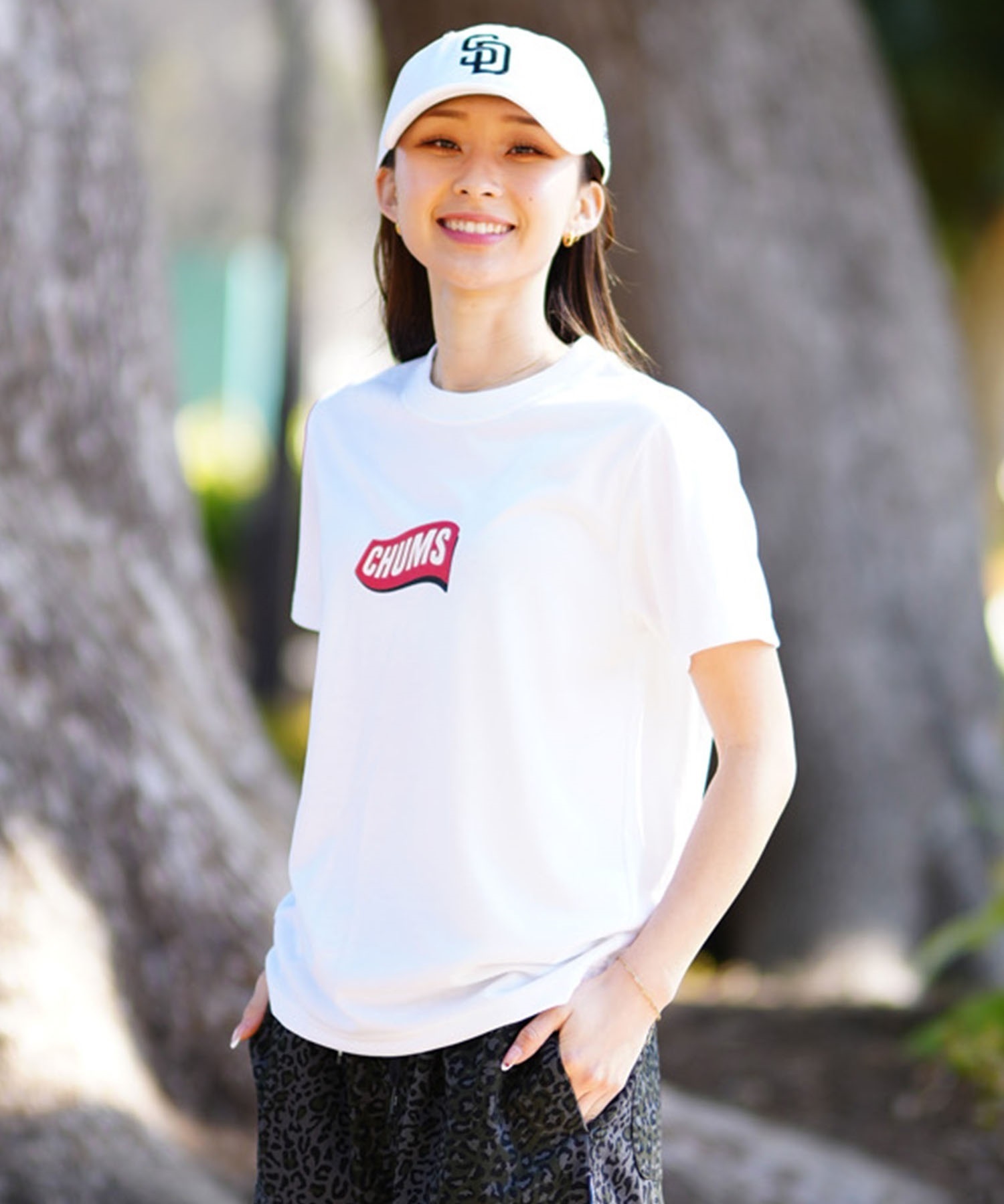 【マトメガイ対象】CHUMS チャムス Let's Go out on Holidays! Work Out Dry T レディース 半袖Tシャツ バックプリント CH11-2377 ショート ...