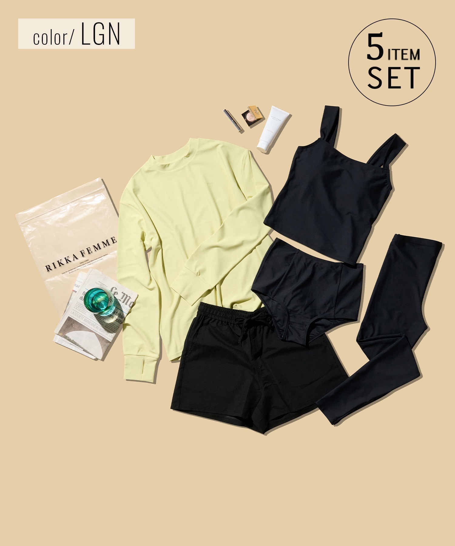 RIKKA FEMME リッカファム 水着 レディース 5点セット ラッシュガード ロンT レギンス タンキニ インナー トランクス 水陸両用 RN03 セット水着｜ムラサキスポーツオンライン ...