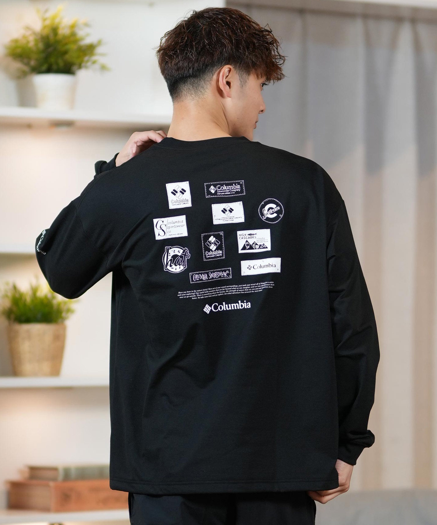 Columbia コロンビア 長袖 Tシャツ メンズ ロンT バックプリント 水陸