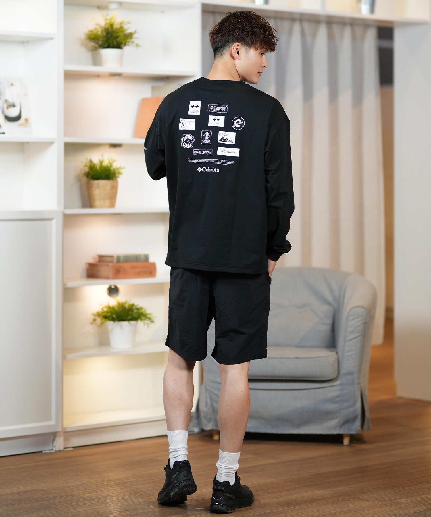 Columbia コロンビア 長袖 Tシャツ メンズ ロンT バックプリント 水陸